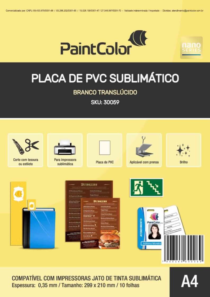 Placa de PVC Branco Translucido Sublimático A4 10 Unidades — Loja Paint ...